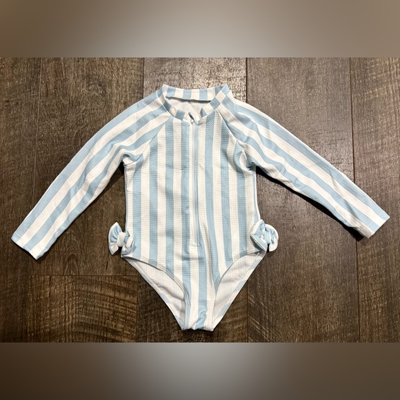 Rylee + Cru | Swim | Toddler Girl Rash Guard Swimsuit Cool Blue Stripe ...
